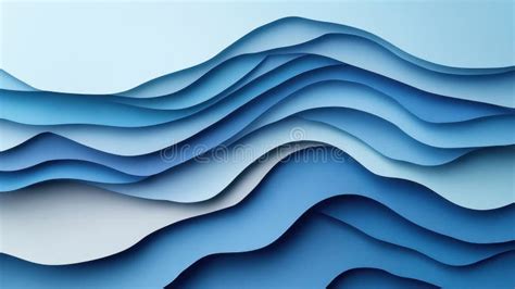 Abstract Layered Blue Paper Waves Texture Background Stock Illustration