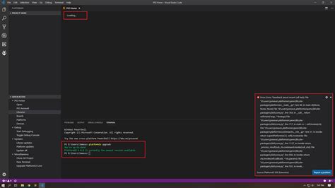 pio hangs at loading platformio ide platformio community