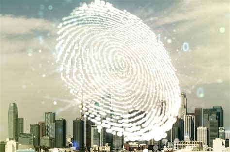 Premium Photo Multi Exposure Of Virtual Graphic Fingerprint Sketch On