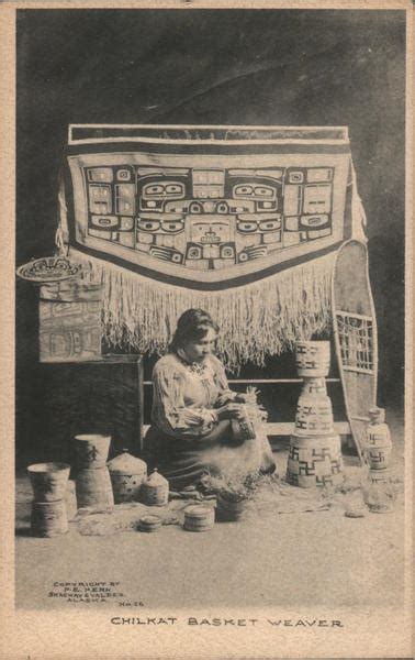 Chilkat Basket Weaver Alaska Postcard