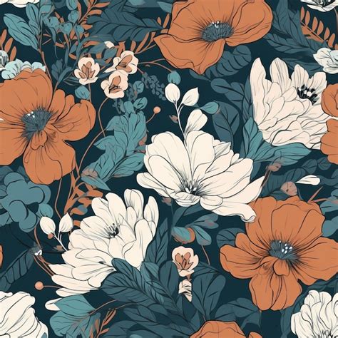 Premium Ai Image Floral Print With Botanical Flowers As A Seamless