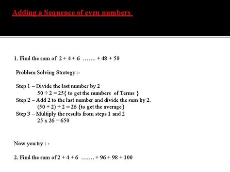 Adding A Sequence Of Numbers Pairing Method 1