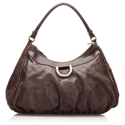 Gucci Brown Abbey Guccissima Shoulder Bag Dark Brown Leather Pony Style