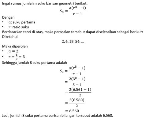 Diketahui Barisan Bilangan 2 6 18 54 Jumla