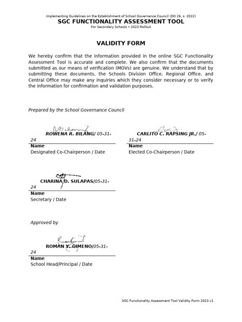 Sgc Functionality Assessment Tool Validity Form 2023v1 Pdf Sgc Functionality Assessment Tool Validity Form 2023v1 Pdf