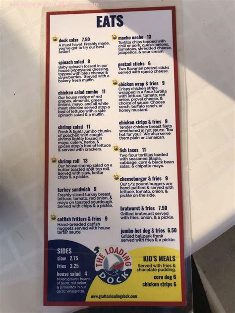 Menu At The Loading Dock Pub And Bar Grafton