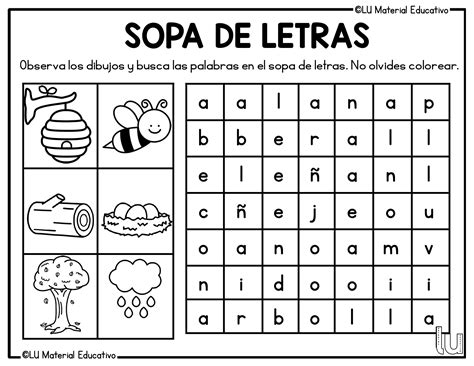 Sopas De Letras Para Infantil Y Primaria Imagenes Educativas