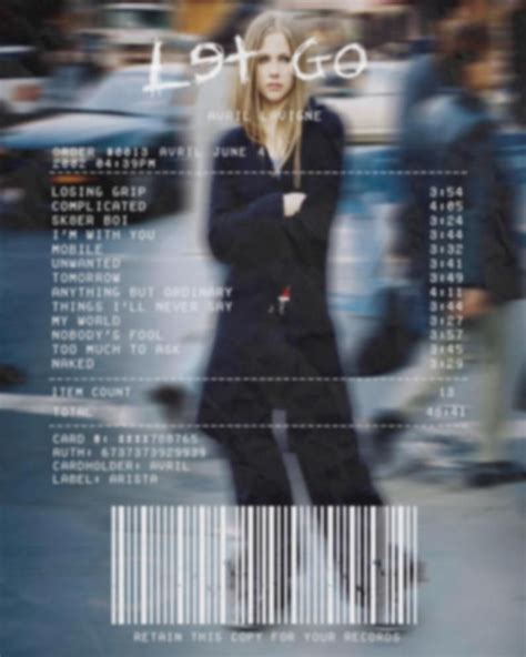 Let Go Poster Avril Lavigne Poster Album Receipt Poster Etsy Letting Go 4x6 Prints Album