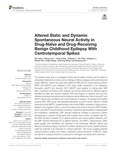 Pdf Altered Static And Dynamic Spontaneous Neural Activity In Drug