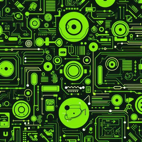 Chartreuse Abstract Technology Background Using Tech Devices And Icons Thin Line Interface