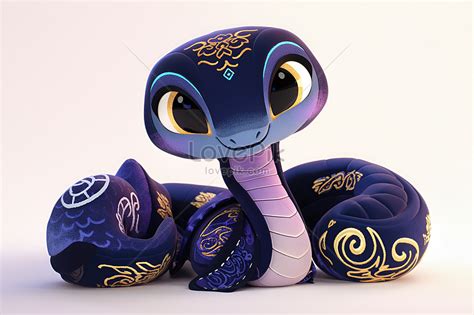 파란색과 보라색 그라데이션이 있는 귀여운 뱀 일러스트 무료 다운로드 Lovepik