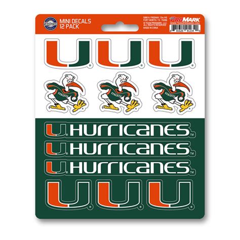 University Of Miami Hurricanes Set Of 12 Sticker Sheet At Sticker Shoppe