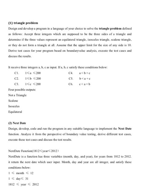 Solved 1 Triangle Problem Design And Develop A Program In