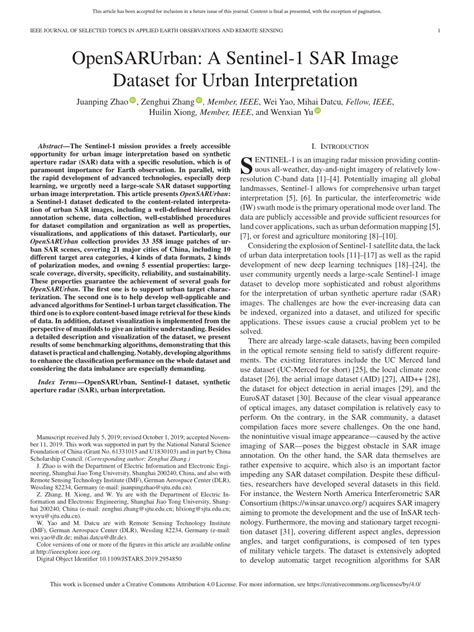 Pdf Opensarurban A Sentinel 1 Sar Image Dataset For Urban Interpretation