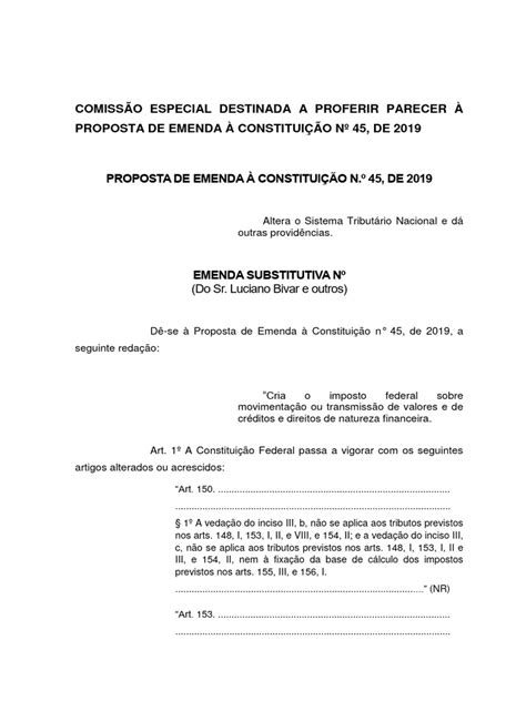 Emc 2 2019 Pec04519 Pec 45 2019 Pdf Impostos Emenda Constitucional