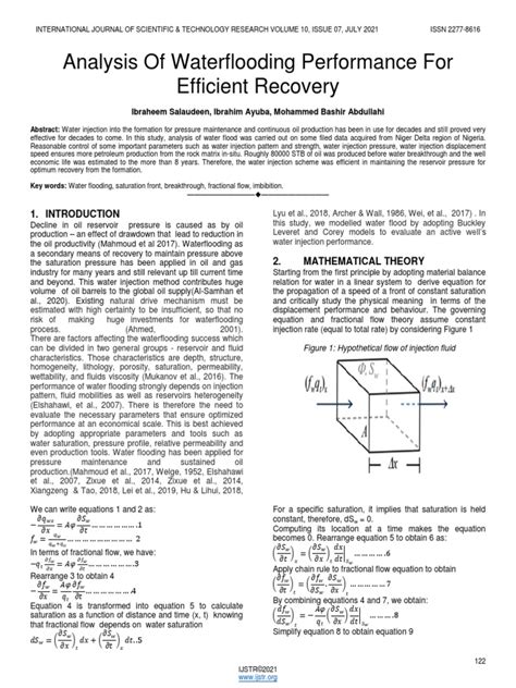 Analysis Of Waterflooding Performance For Efficient Recovery Pdf