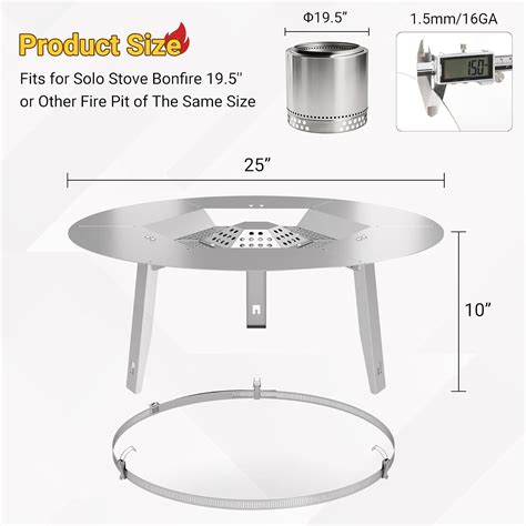 Upgraded Heat Deflector For Solo Stove Bonfire 19 5 304 Stainless