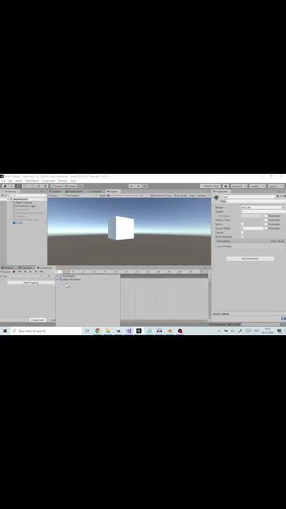 Creating Simple Animation Unity 3d Tutorial Animate Property In Animation Window Shorts