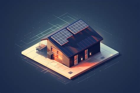 Premium Photo Selfsufficient Solar Panel Energy House Isometric Generate Ai