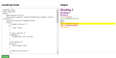 Css Selectors Css Tutorial