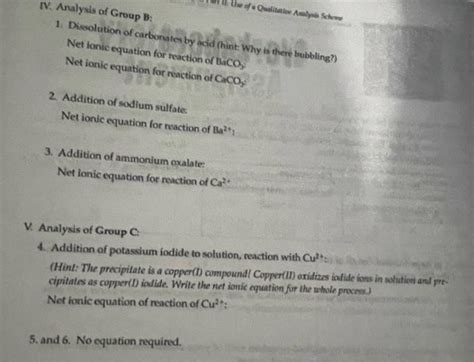 Solved Iv Analysis Of Group B 1 Dissolution Of Carbonates