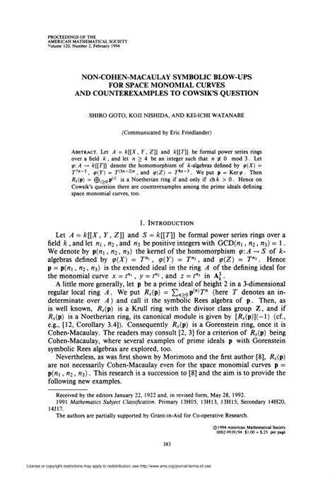 Pdf Non Cohen Macaulay Symbolic Blow Ups For Space Monomial Curves And Counterexamples To