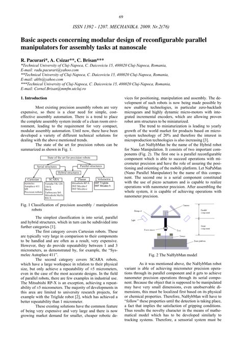 Pdf Basic Aspects Concerning Modular Design Of Reconfigurable Parallel Manipulators For