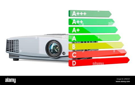 Projector With Energy Efficiency Chart 3d Rendering Isolated On White