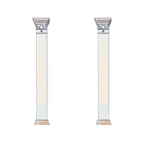 Stylized Greek Doodle Column Doric Ionic Corinthian Columns Vector Illustration Classical