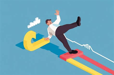 Flat 3d Isometric Businessman Slipping On Falling Graph Premium Ai