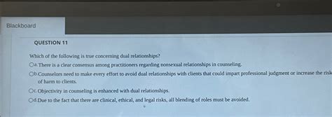 Solved Blackboardquestion 11which Of The Following Is True