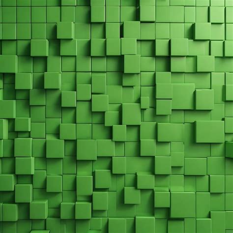 Premium Ai Image Square Pattern On Green Backgroundabstract High Relief Square3d Rendering