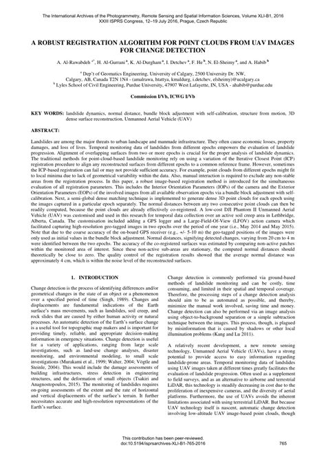 Pdf A Robust Registration Algorithm For Point Clouds From Uav Images