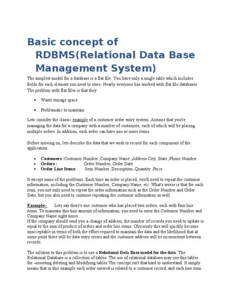 Relational Data Base Management System Pdf Relational Database Databases