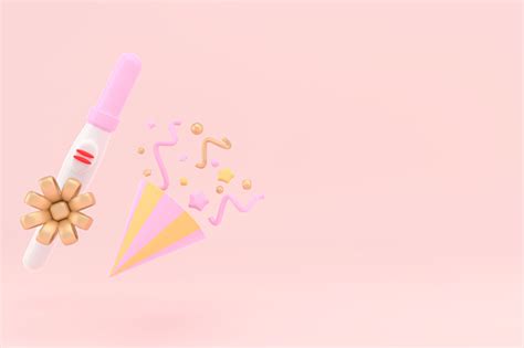 복사 공간이있는 분홍색 배경에 긍정적 인 플라스틱 임신 테스트 3d 렌더링 0명에 대한 스톡 사진 및 기타 이미지 0명