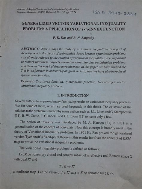 pdf generalized vector variational inequality problem application of
