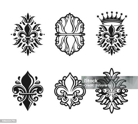 릴리 꽃 로얄 기호 꽃 및 크라운 엠 블 럼 설정합니다 전 령 팔의 외 투 장식 격리 벡터 일러스트 컬렉션에 서명합니다 공주에 대한 스톡 벡터 아트 및 기타 이미지 Istock