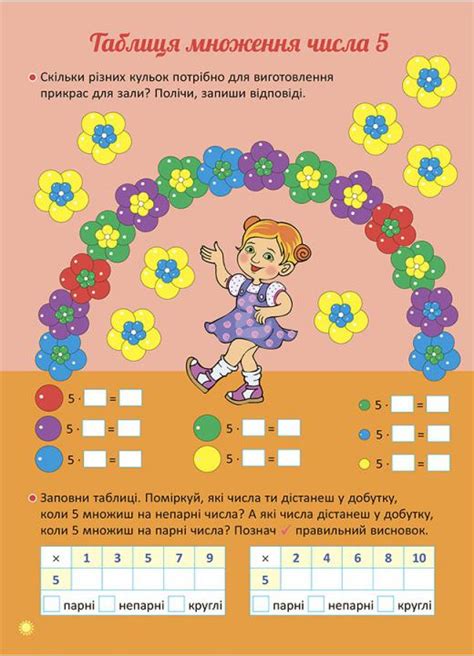 Таблиця множення числа 5 Завдання з математики для учнів початкових класів
