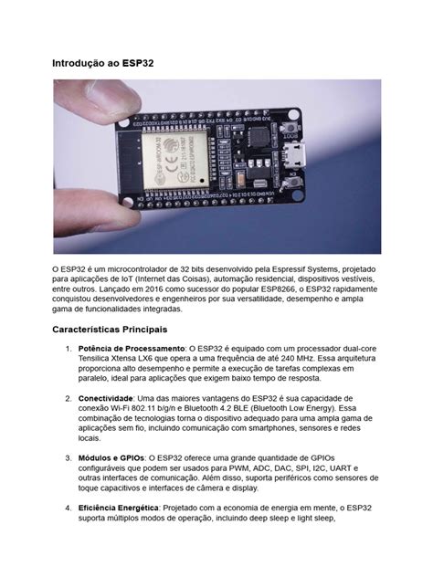 Introdução Ao Esp32 Pdf Internet Das Coisas Framework De Software
