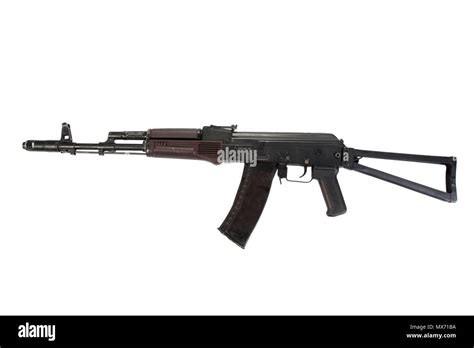 Kalashnikov Assault Rifle Aks 74 Isolated On A White Background Stock