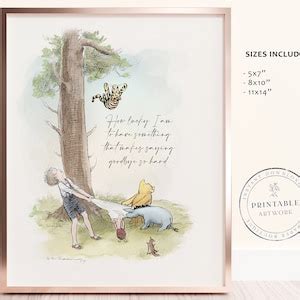 Winnie The Pooh Saying Goodbye Printable Poster Classic Nursery Art