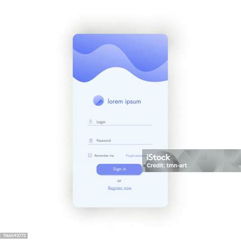전화 응용 프로그램 및 웹 사이트에 대한 로그인 양식 ui 템플릿 계정 창 벡터 디자인에 등록합니다 양식 문서에 대한 스톡 벡터