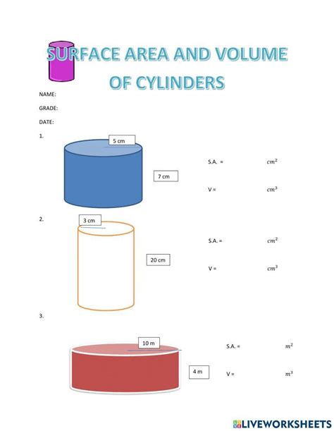 Surface Area And Volume Of Cylinders Icilyn Campbell Worksheets Library