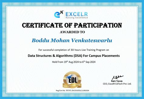 Excelr Certified Dsa Programming Ai Computerscience Learning Mohan Boddu