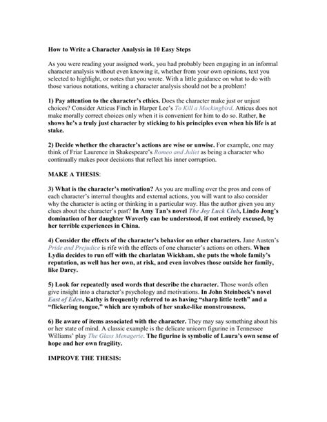 How To Write A Character Analysis In Easy Steps