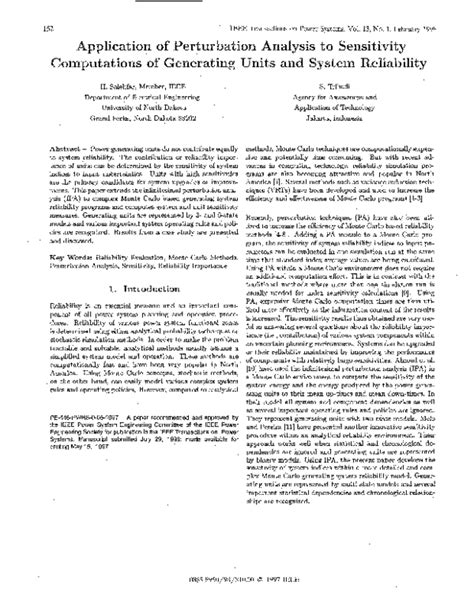 Pdf Application Of Perturbation Analysis To Sensitivity Computations Of Generating Units And