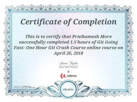 Prathamesh More On Linkedin Completion Certificate For Git Going Fast
