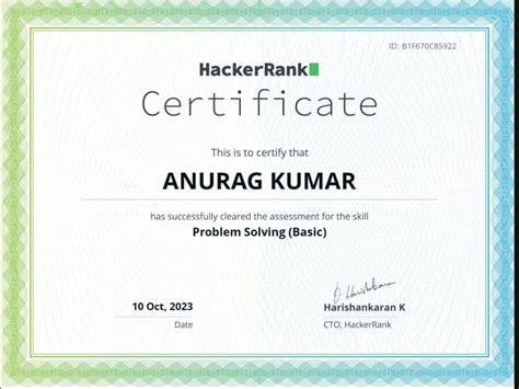 Anurag Kumar On Linkedin Hackerrank Problemsolving Certificationcomplete