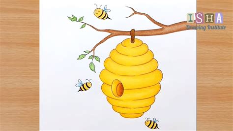 How To Draw Beehive With Bees Step By Step Very Easy Drawing