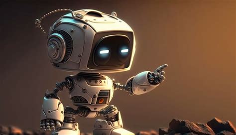 Premium AI Image Positive Cute Robot Pointing At A Space Generative Ai
